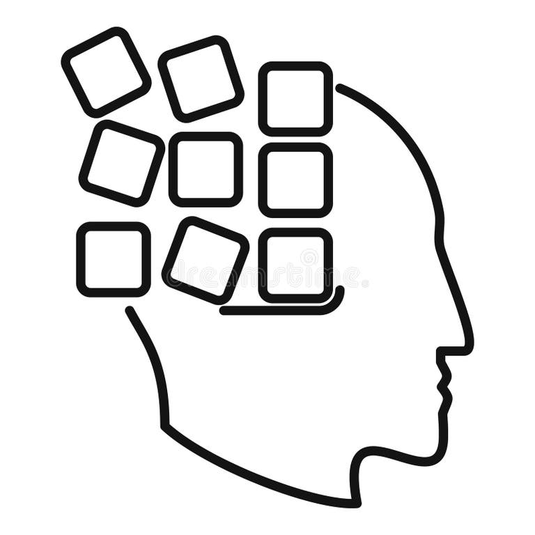 Brain Lock Mind Icon Outline Vector. Memory Person Stock Vector ...