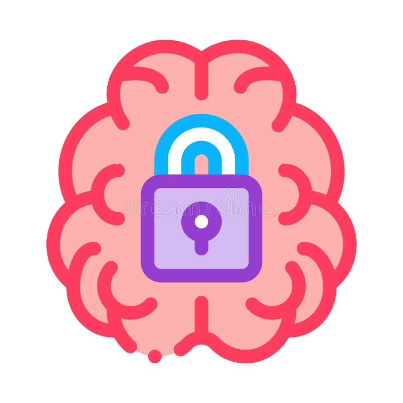 Brain and Locked Padlock Icon Outline Illustration Stock Vector ... Brain and Locked Padlock Icon Outline Illustration Stock Vector ...