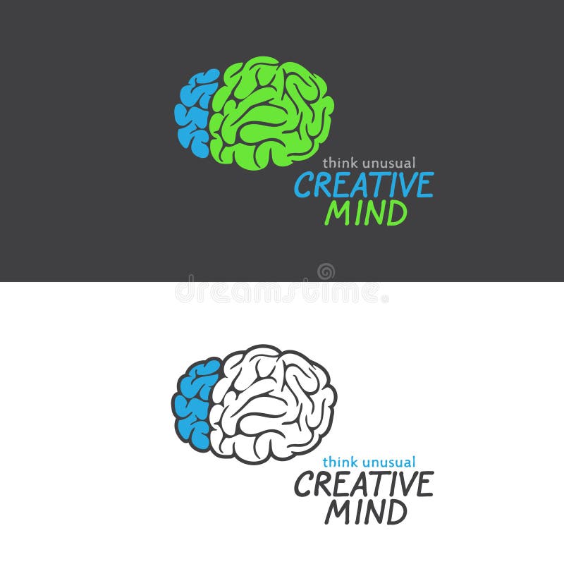 Brain Logo on Black and White Background Stock Vector - Illustration of ...