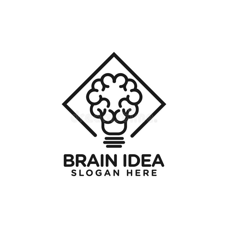 Brain Logo Design with Idea Concept Brain Storm Illustration Icon ...