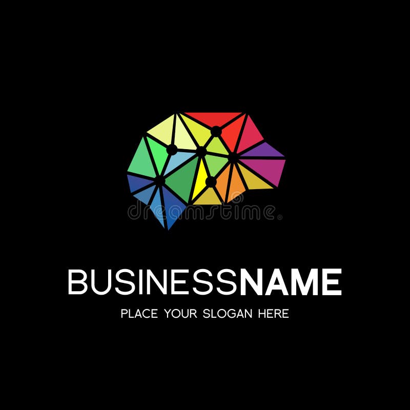 Brain Logo with Polygon Style. Idea Concept and Thinking Vector. this ...