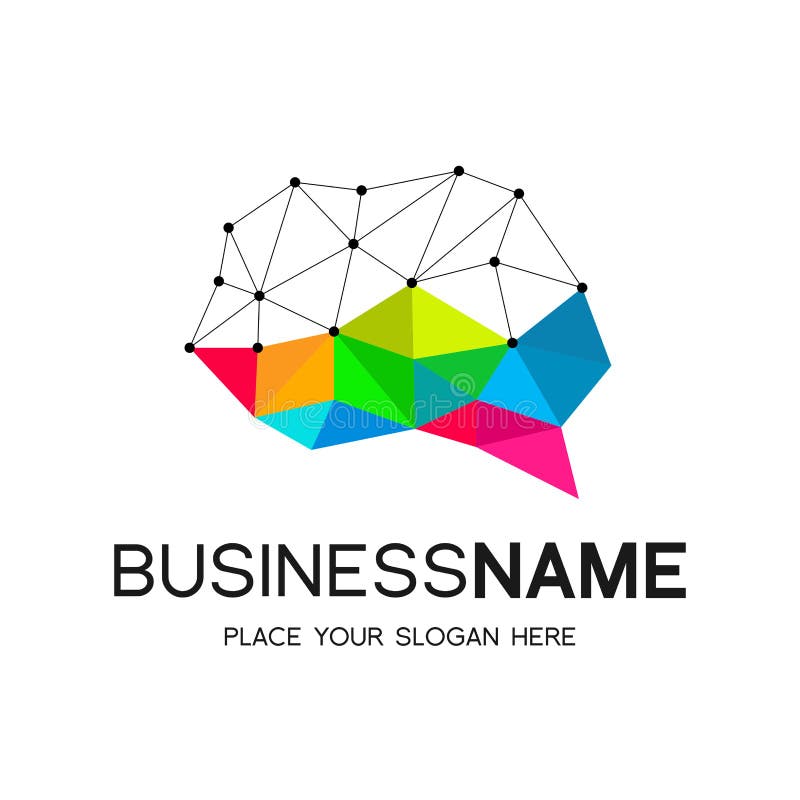 Brain Logo with Polygon Style. Idea Concept and Thinking Vector. this ...