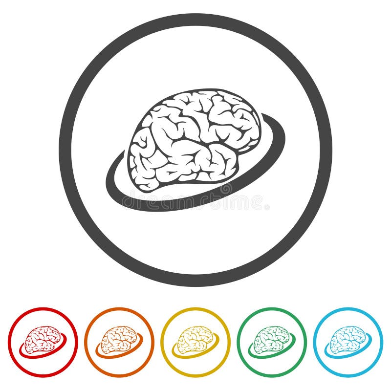 Brain Logo. Set Icons in Color Circle Buttons Stock Vector ...