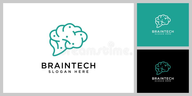 Brain Logo Silhouette Design Vector Template. Think Idea Concept Stock ...