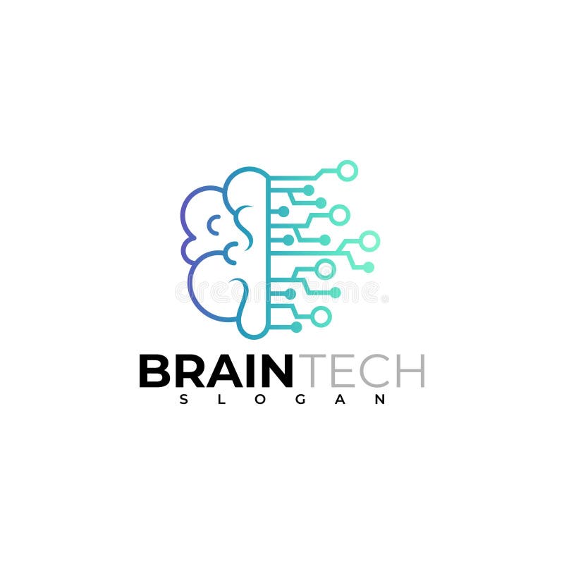 Brain Logo with Technology Outline Symbol, Smart Logos Stock Vector ...