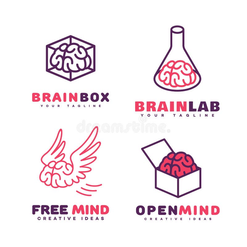 Brain logos set stock vector. Illustration of design - 74386162