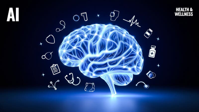 Brain with a Lot of Medical Symbols on it Stock Photo - Image of ...