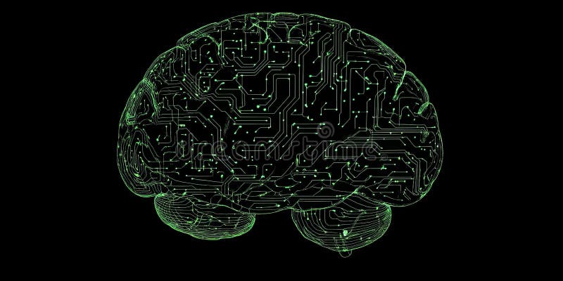 A Brain with a Lot of Wires and Circuits Stock Illustration ...