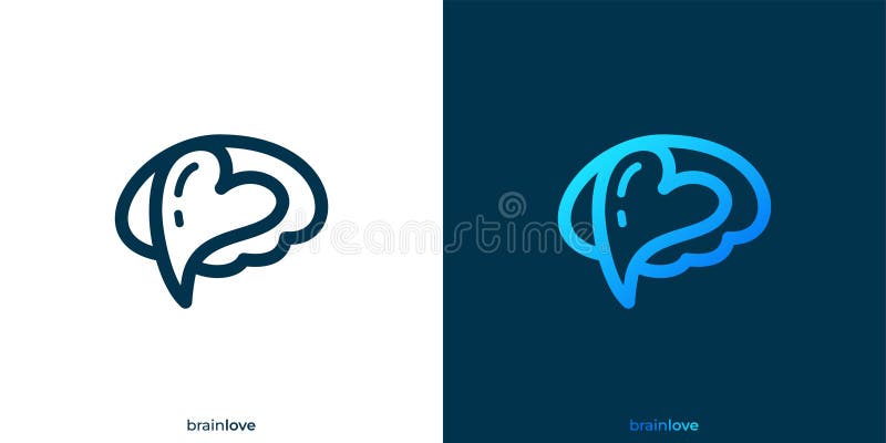 Simple Brain Love Logo Design. Brain Heal Psychology Therapy Logo ...