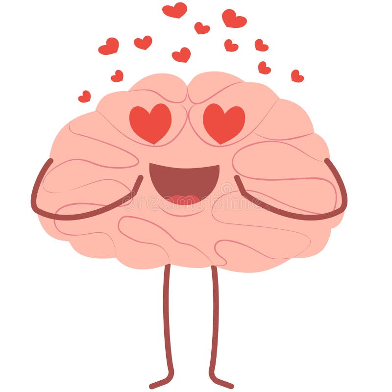 Brain in Love. Vector Character in Flat Style. Stock Vector ...