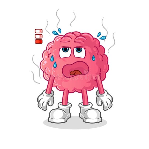 Brain Low Battery Mascot. Cartoon Vector Stock Vector - Illustration of ...