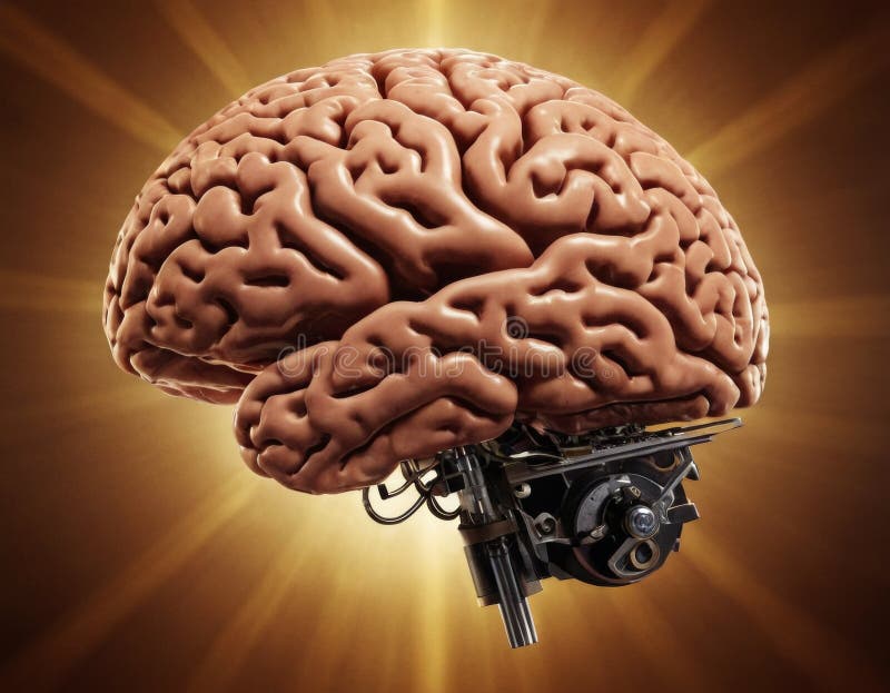 A Brain with a Machine Inside of it Stock Illustration - Illustration ...
