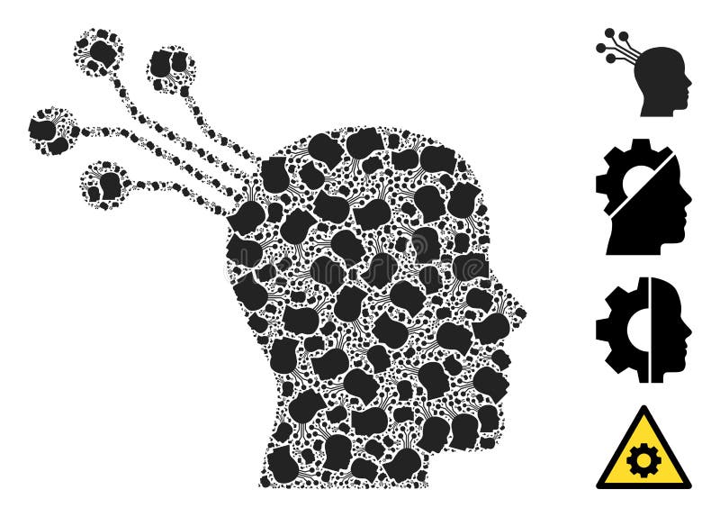 Brain Machine Interface Icon Recursion Mosaic Stock Vector ...