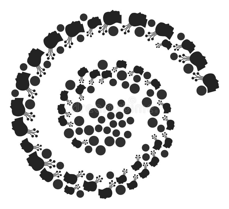 Brain Machine Interface Icon Spiral Centrifugal Collage Stock Vector ...