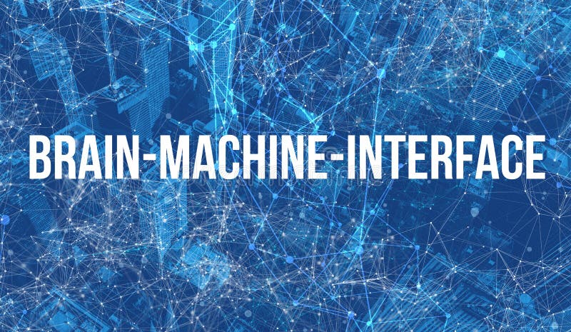 Brain-Machine-Interface Theme with Abstract Cityscape Stock ...