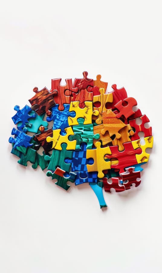 Brain Made from Colorful Puzzle Pieces. Autism Awareness Concept Stock ...