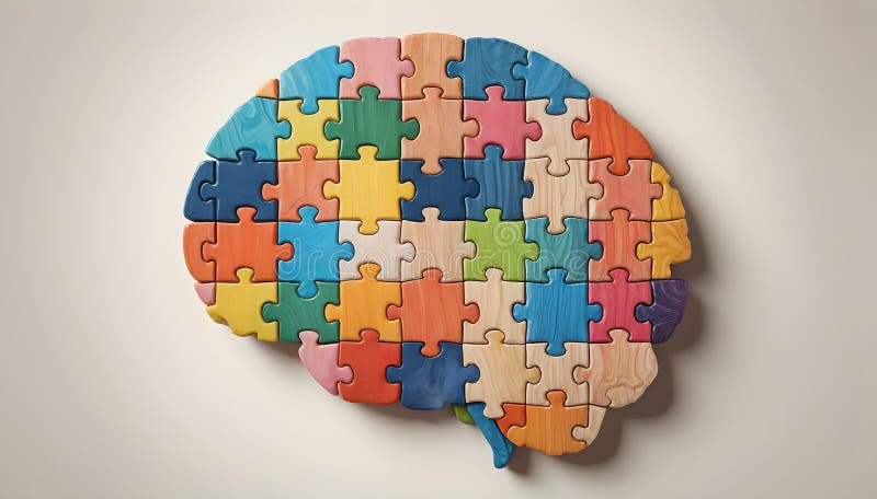 Brain Made of Colorful Puzzle Pieces Representing Neurodivergent Mind ...