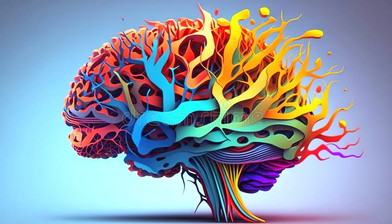 Brain Made of Colorful Stripes. Intelligence Concept Stock Illustration ...