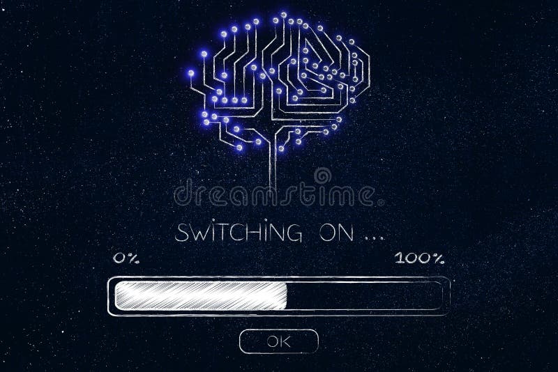 Brain Made of Electronic Circuits with Progress Bar Loading and Stock ...