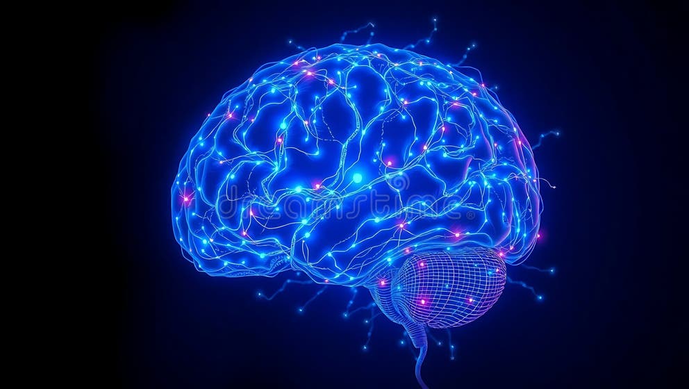 Brain Made of Glowing Neural Wires, Symbolizing AI Complexity and ...