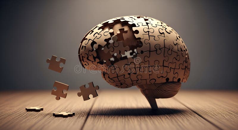 A Brain Made of Interlocking Wooden Puzzle Pieces Stock Illustration ...