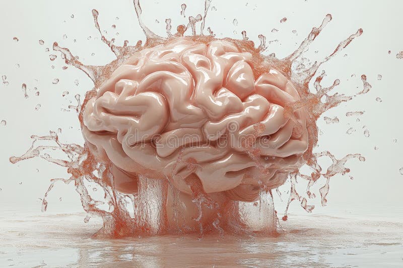 Brain Made of Liquid Splashing in Motion Symbolizing Creative Flow ...
