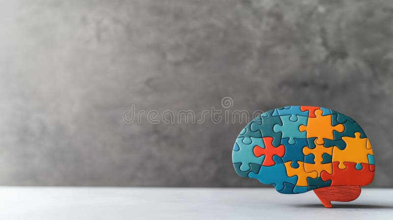 Brain Made of Puzzle Pieces with Vibrant Colors, Symbolizing Cognitive ...