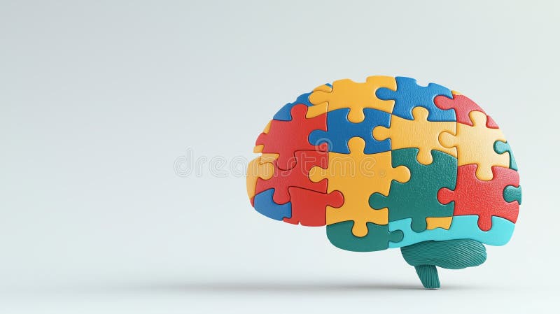 Brain Made of Puzzle Pieces with Vibrant Colors, Symbolizing Cognitive ...