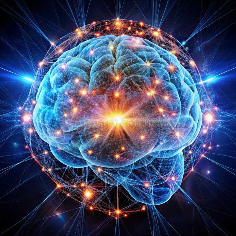 Brain Made of Quantum Particles Stock Illustration - Illustration of ...