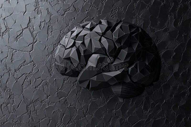 A Brain Made of Stone is Shown in a Black and White Photo Stock ...
