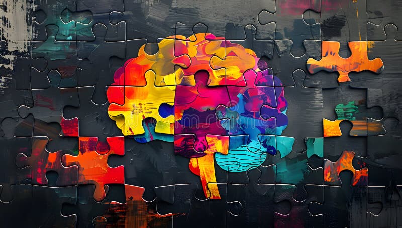 Colorful Puzzle Pieces Forming a Brain Symbolize Personality Stock ...