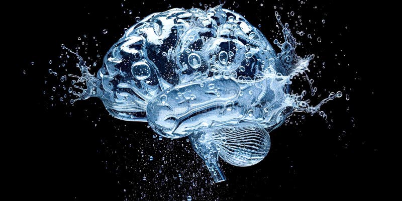 A Brain Made of Water with a Splash Stock Illustration - Illustration ...