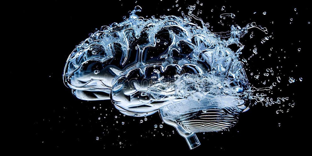 A Brain Made of Water with a Splash Stock Illustration - Illustration ...