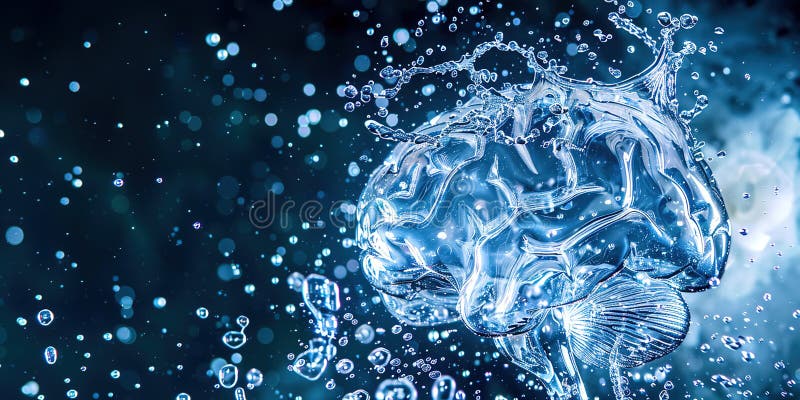 A Brain Made of Water with a Splash Stock Illustration - Illustration ...