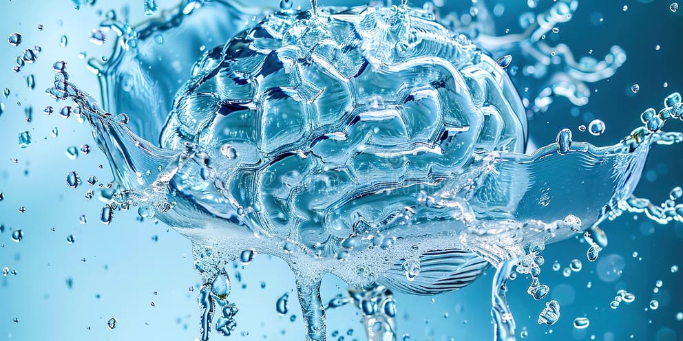 A Brain Made of Water with a Splash Stock Illustration - Illustration ...