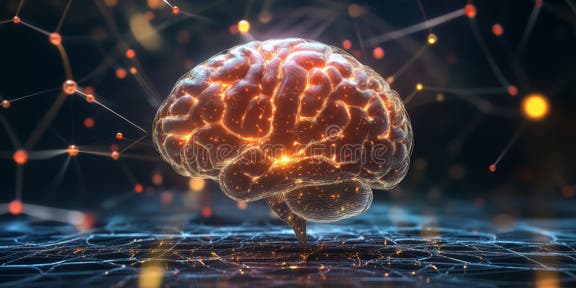 A Brain Made of Wires and Lights Stock Illustration - Illustration of ...