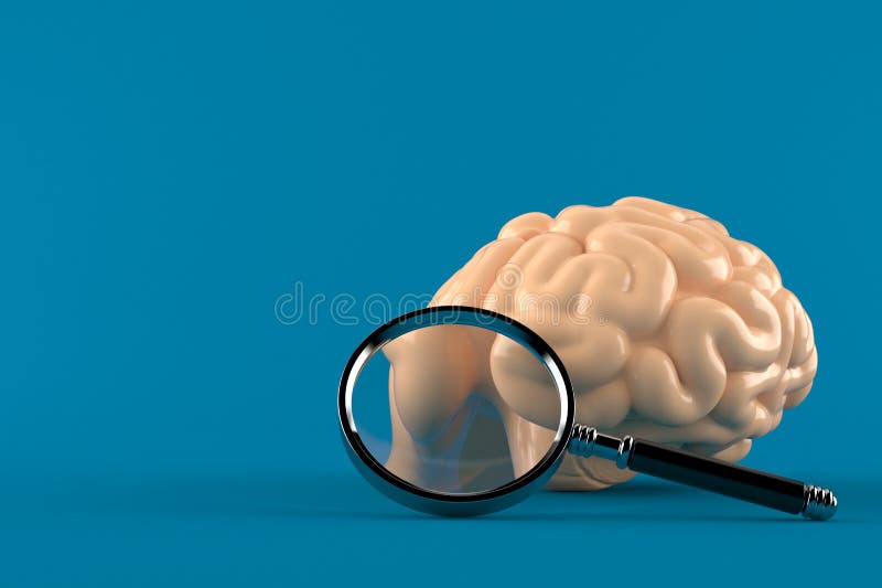 Brain with Magnifying Glass Line Icon. Organ Research, Health Analyzes ...