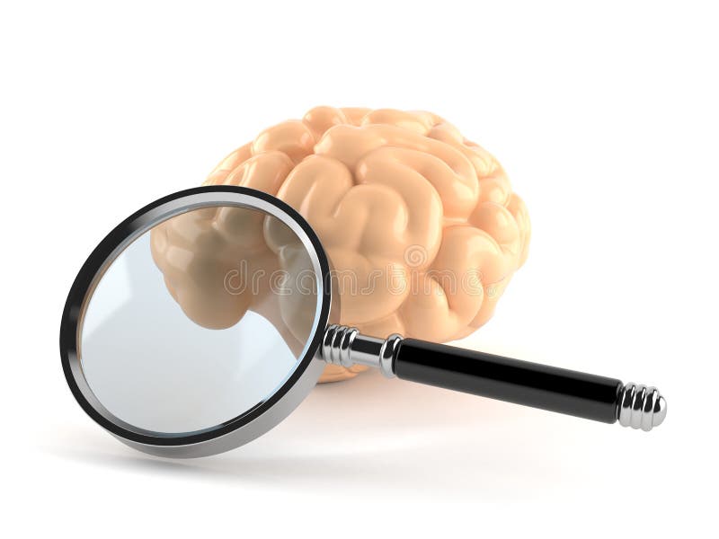 Brain with Magnifying Glass on it and Comic Bubble with Progress Stock ...