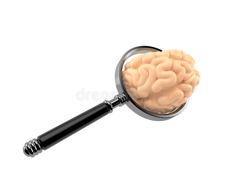 Brain with Magnifying Glass Stock Illustration - Illustration of idea ...