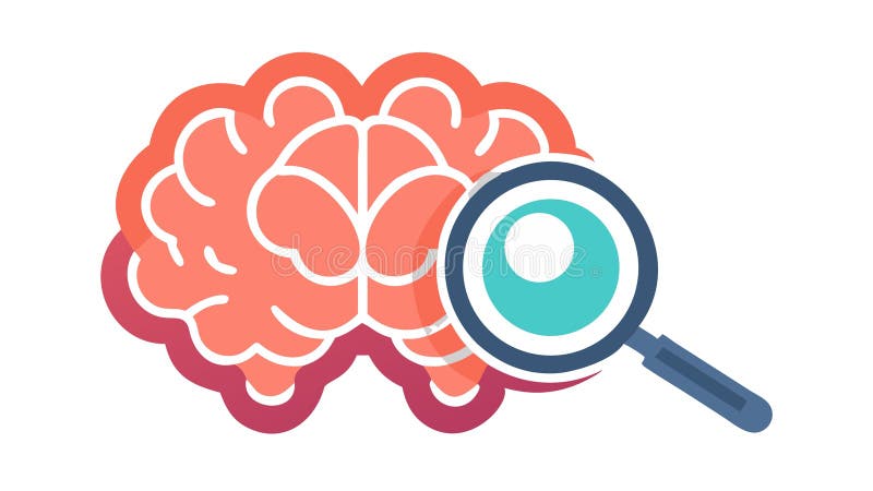 Brain with Magnifying Glass, Studying Mind and Cognition, Vector Design ...
