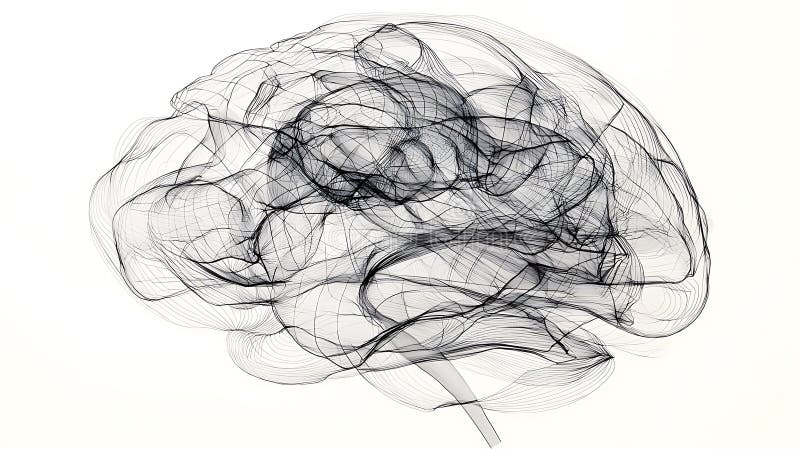 A Brain with Many Lines and Dots Stock Illustration - Illustration of ...