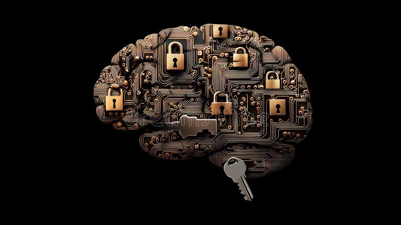 A Brain with Many Locks on it Stock Illustration - Illustration of ...