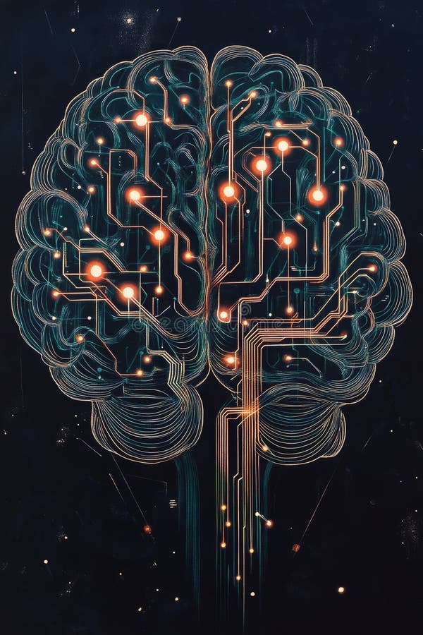 A Brain with Many Wires Coming Out of it Stock Illustration ...
