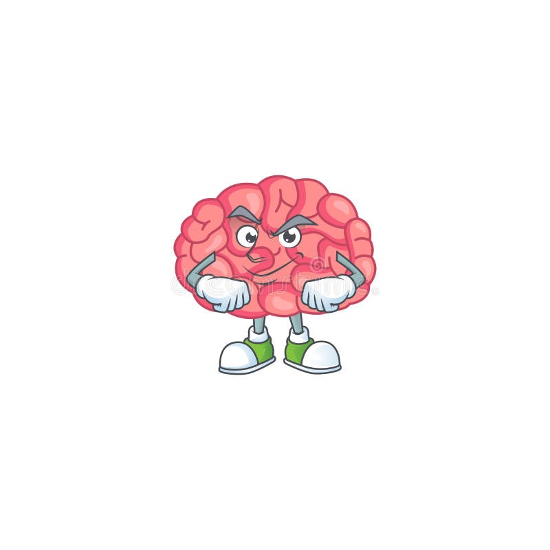 Brain Mascot Design Style with Grinning Face Stock Vector ...