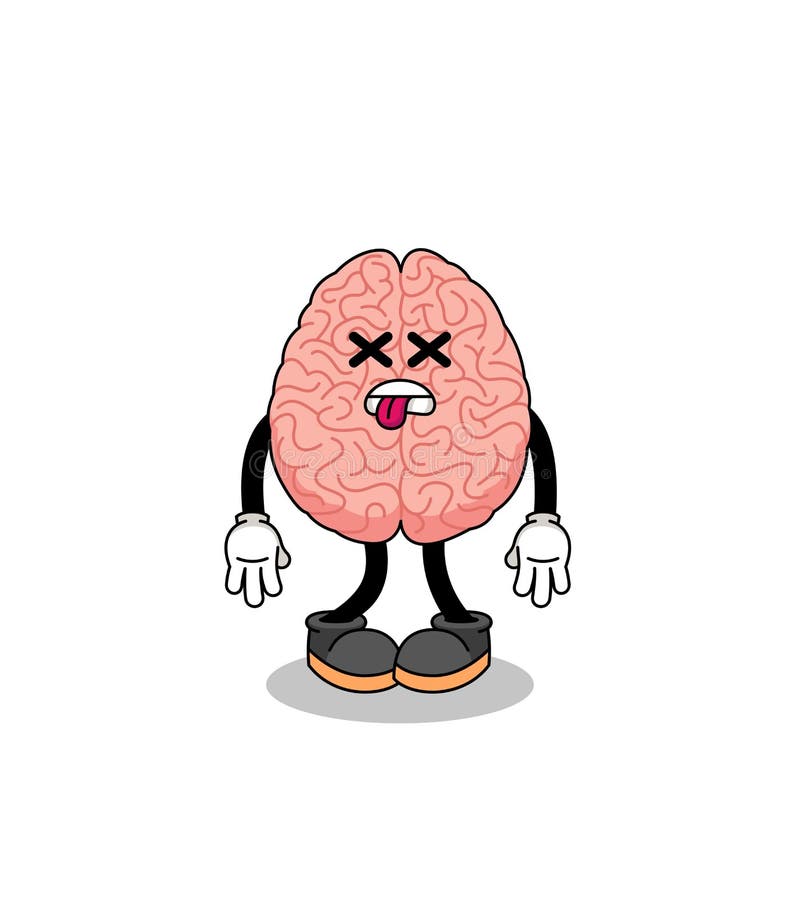 Brain Mascot Illustration is Dead Stock Vector - Illustration of mind ...