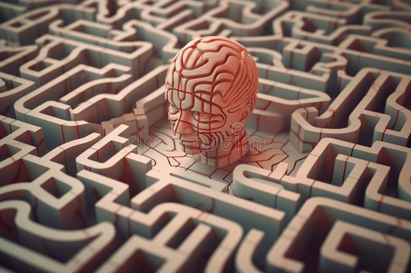 Brain in a Maze, Mind Games Generative Ai Stock Illustration ...