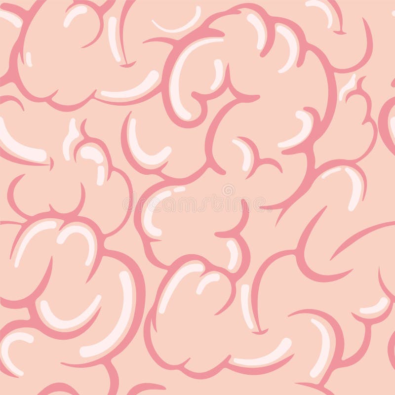 Brain Meanders Seamless Pattern. Abstract Design of Pink Brain Tissues ...