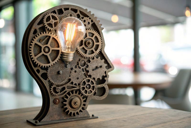 Brain Mechanism Made from Metal Cogs and Gear with Idea Bulb Lamp Stock ...