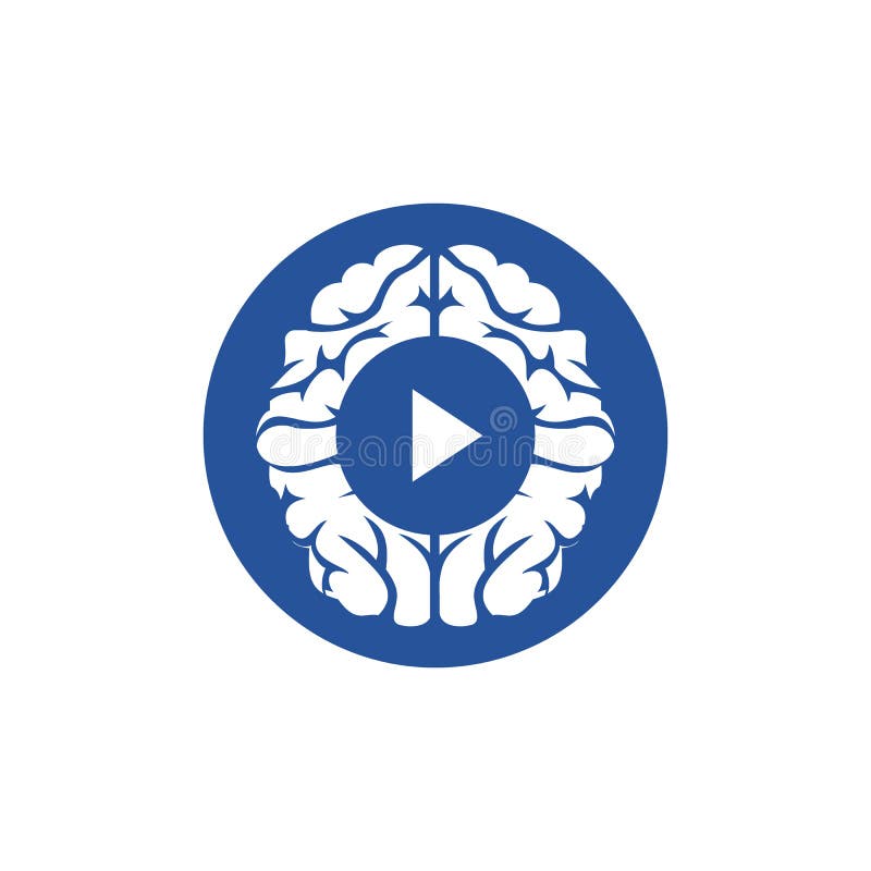 Brain Media Player Vector Logo Design. Stock Vector - Illustration of ...