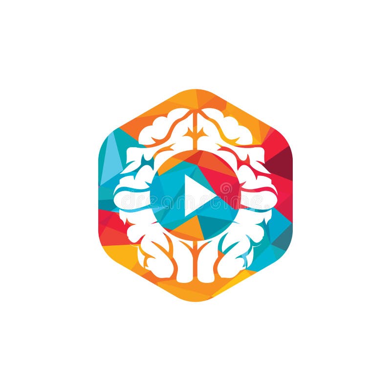 Brain Media Player Vector Logo Design. Stock Vector - Illustration of ...